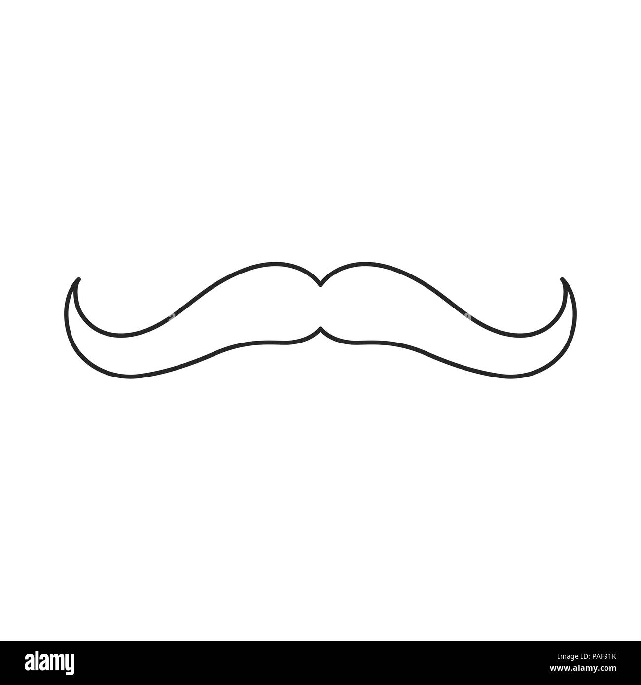 Man's mustache icon in outline style isolated on white background ...