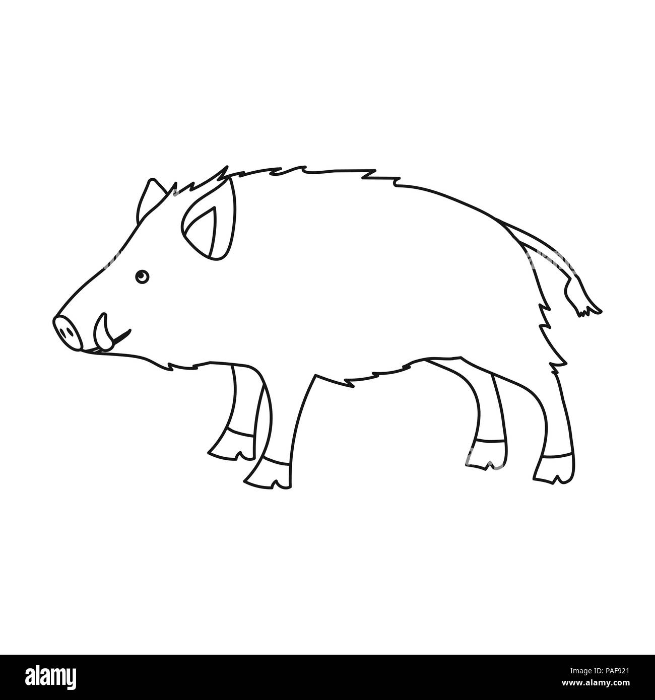 Boar icon in outline style isolated on white background. Hunting symbol ...