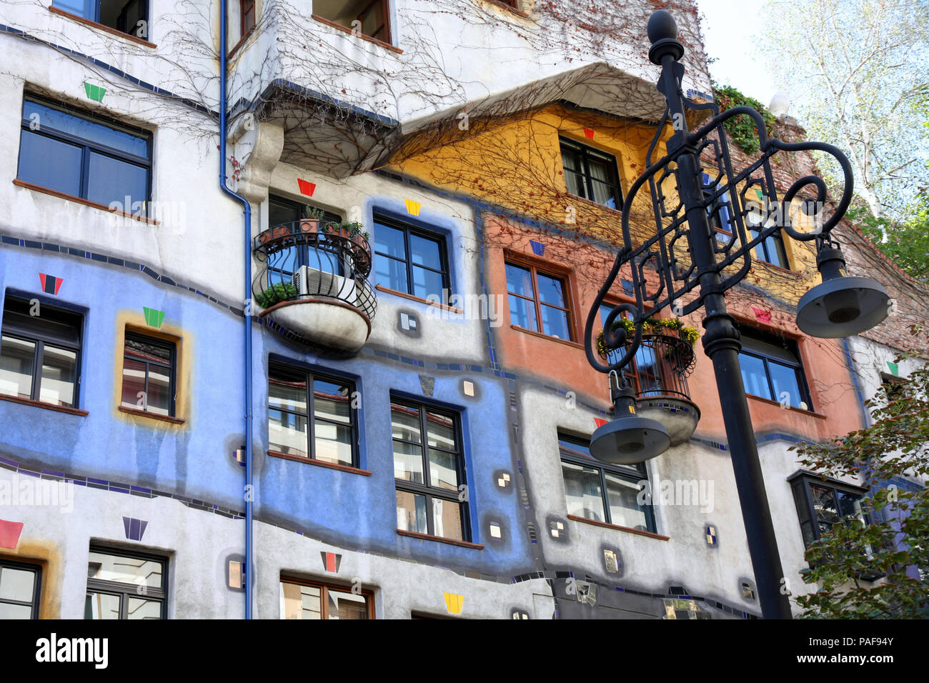 Colourful facade hundertwasser house vienna hi-res stock photography ...