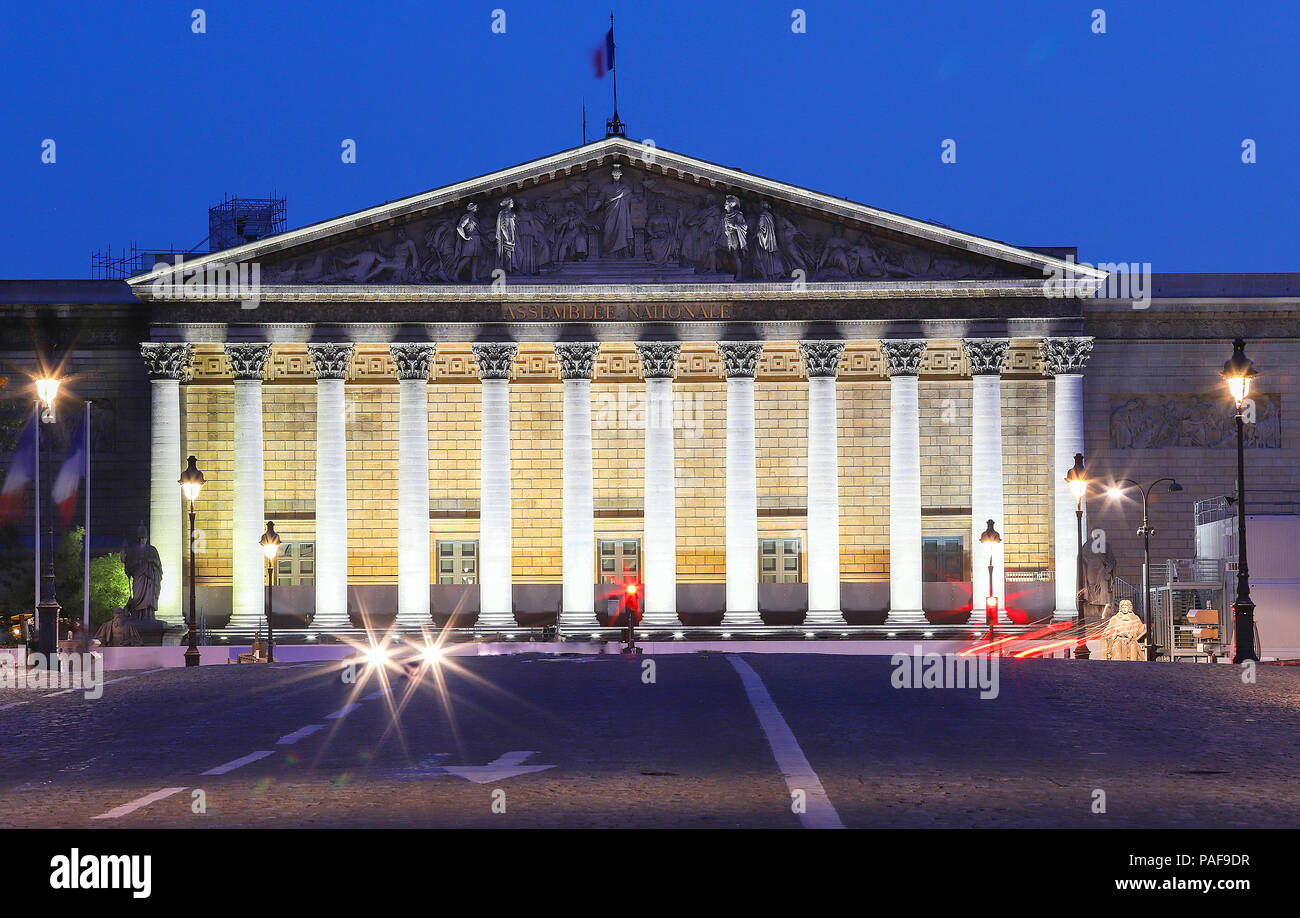 The French national Assembly at night , Paris, France Stock Photo - Alamy