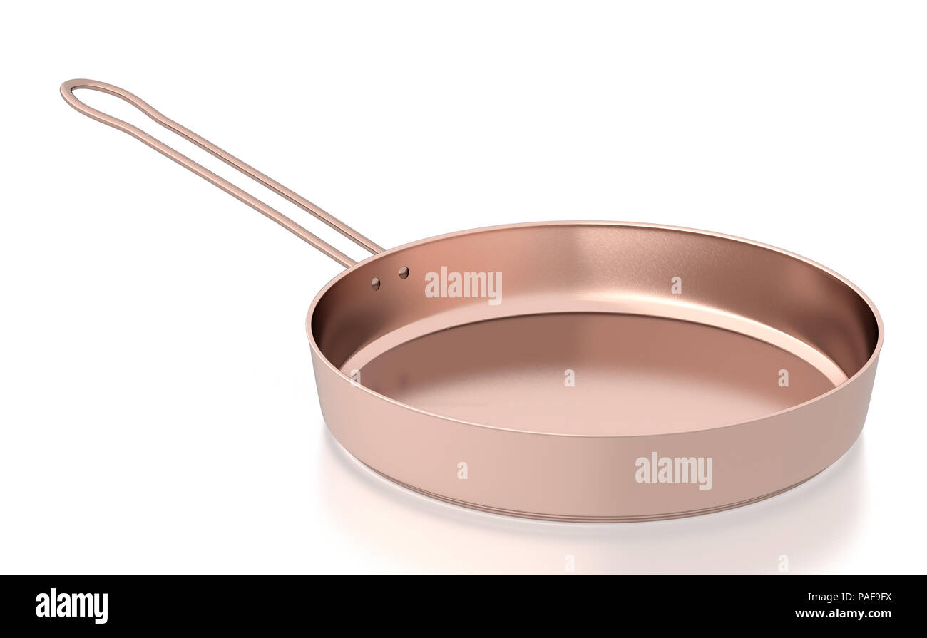 Cooper frying pan isolated on white background. Include clipping path ...