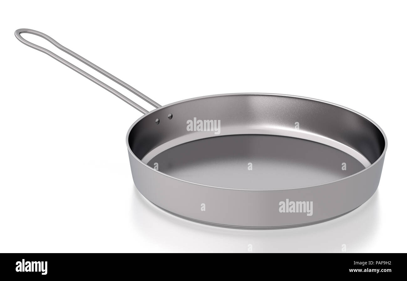 Stainless steel frying pan isolated on white background. Include ...