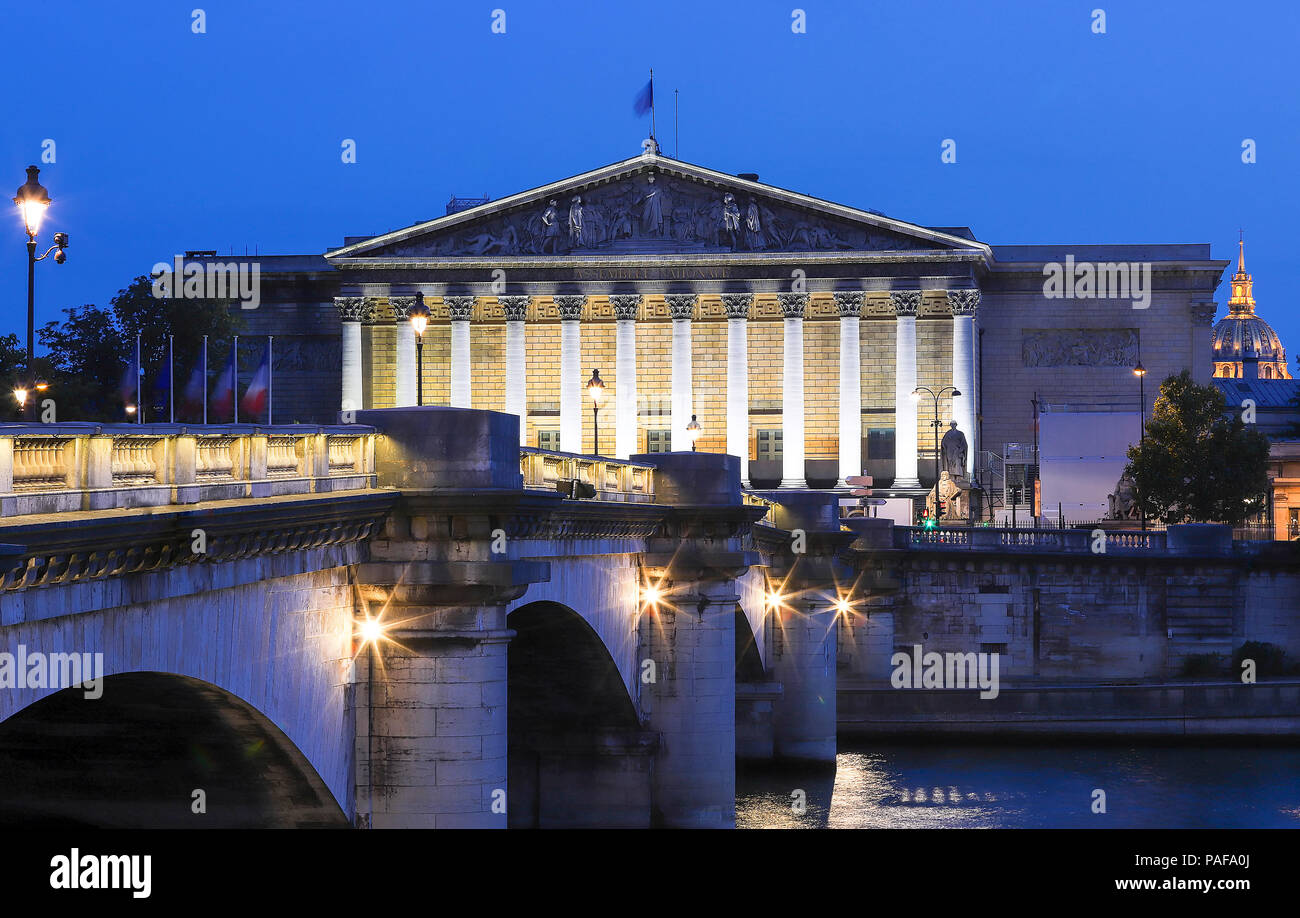 The French national Assembly at night , Paris, France Stock Photo - Alamy