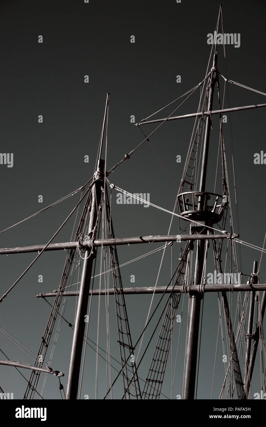 Masts and rigging of a portuguese caravel from the time of discovery ...