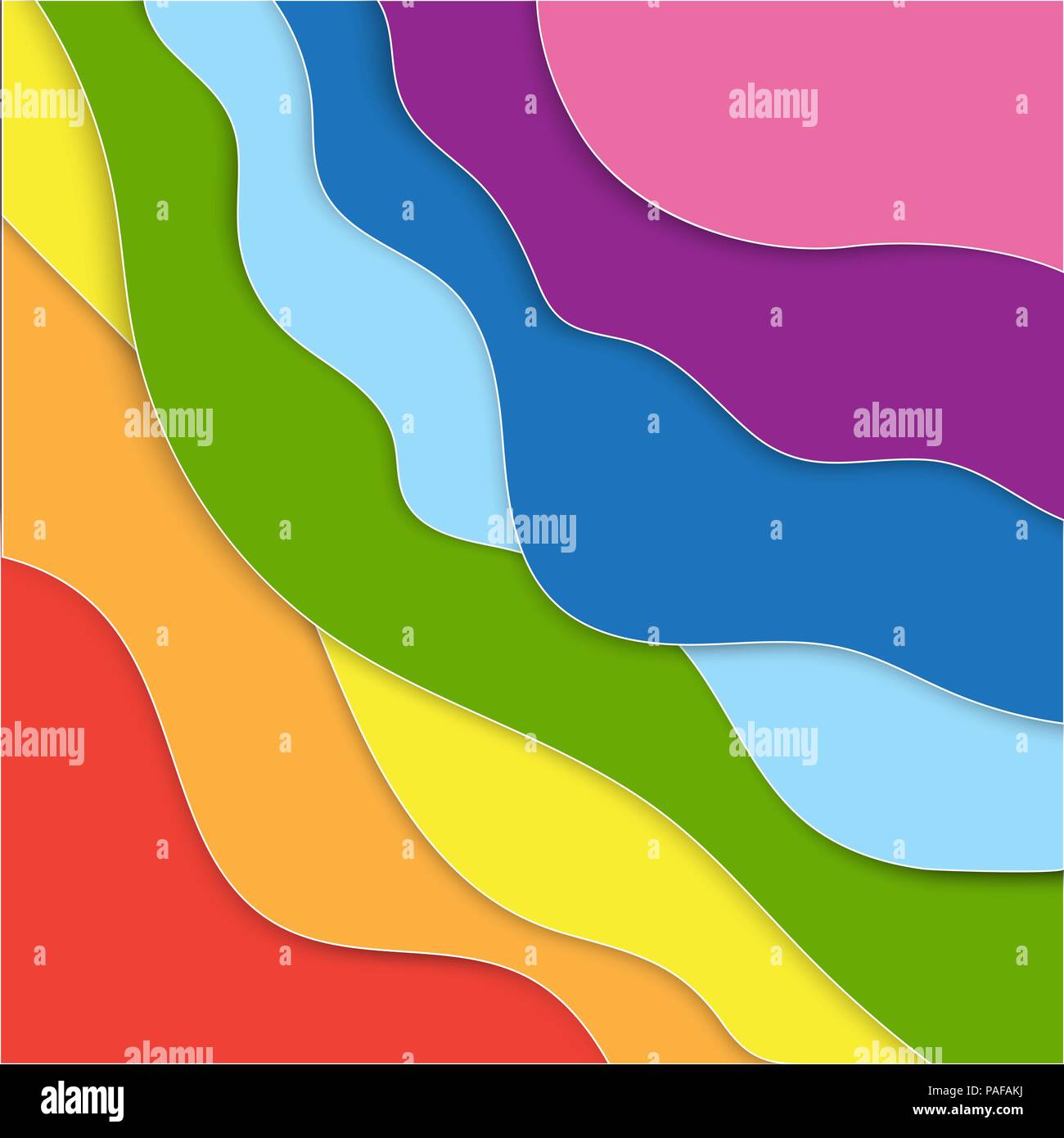 3D colorful papercut layers vector background design. Paper cut style ...