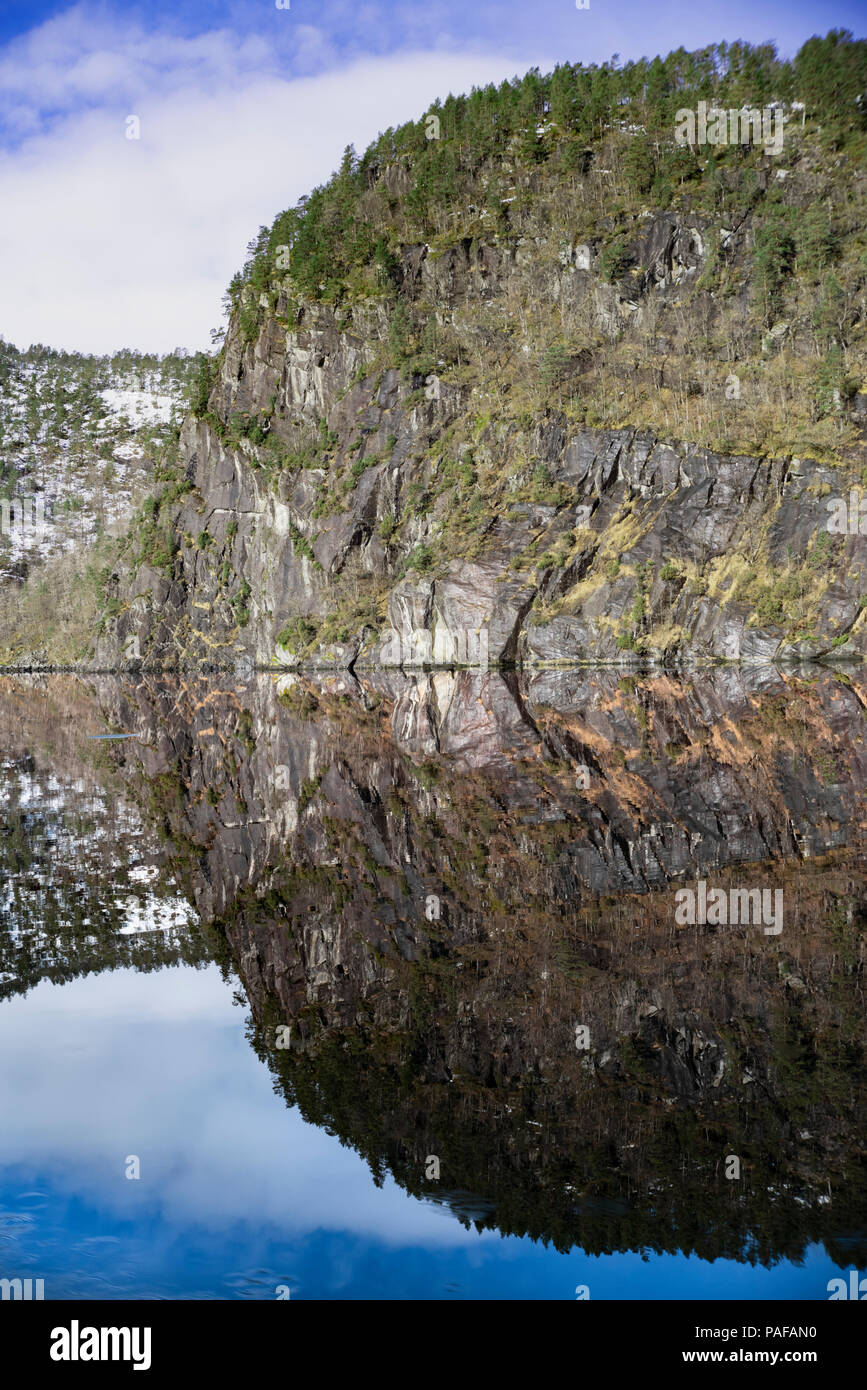 Norwegian Fjord reflection Stock Photo - Alamy