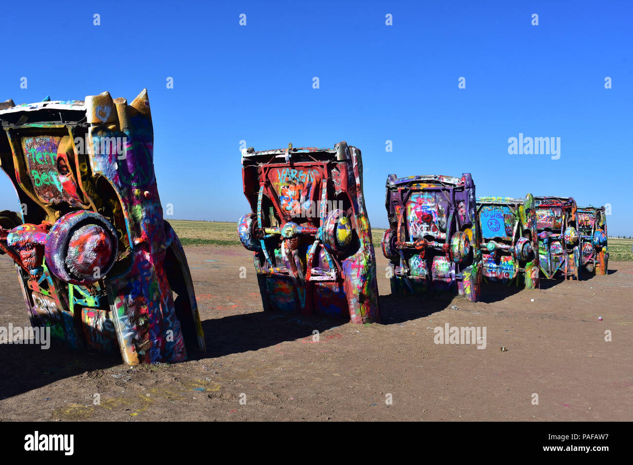 Iconic art installation along Route 66 in Amarillo Texas Stock Photo ...