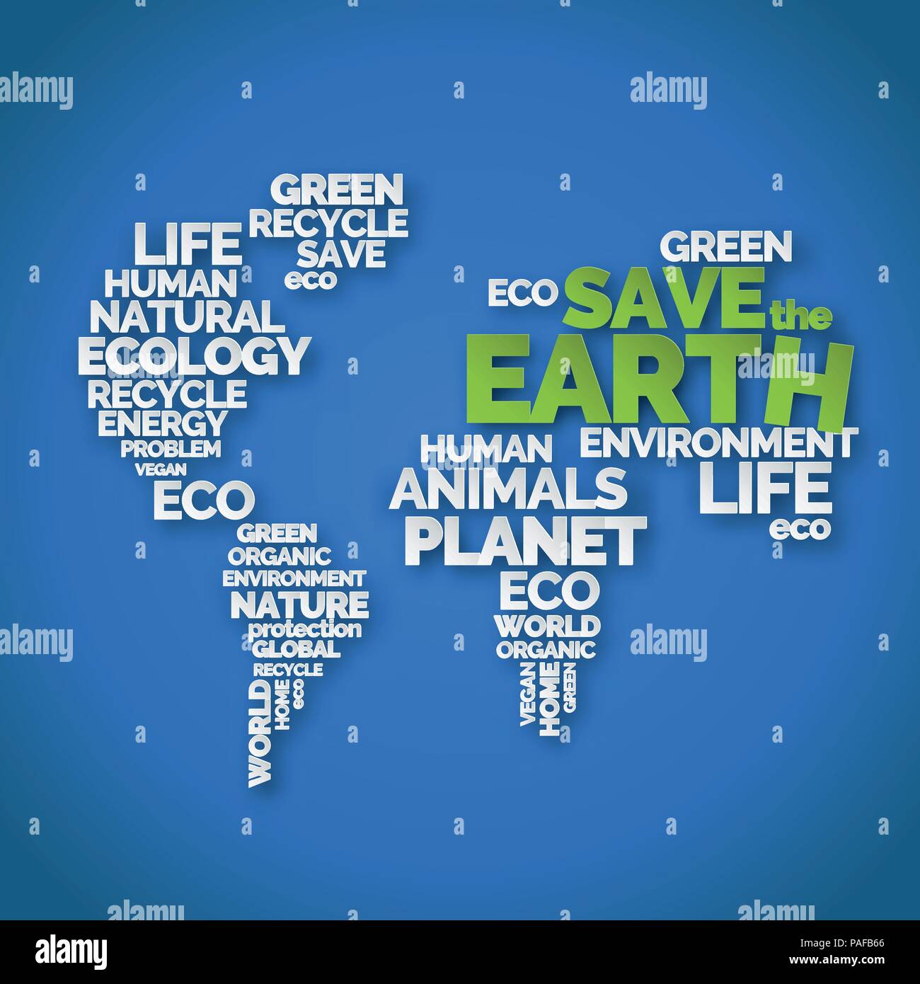 Save the Earth. Paper art typography poster with words in shape of ...