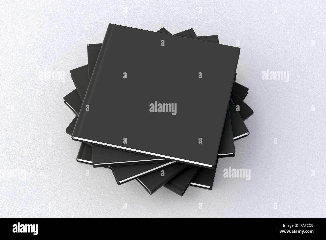 Black square blank cover books stack mockup on white background with ...