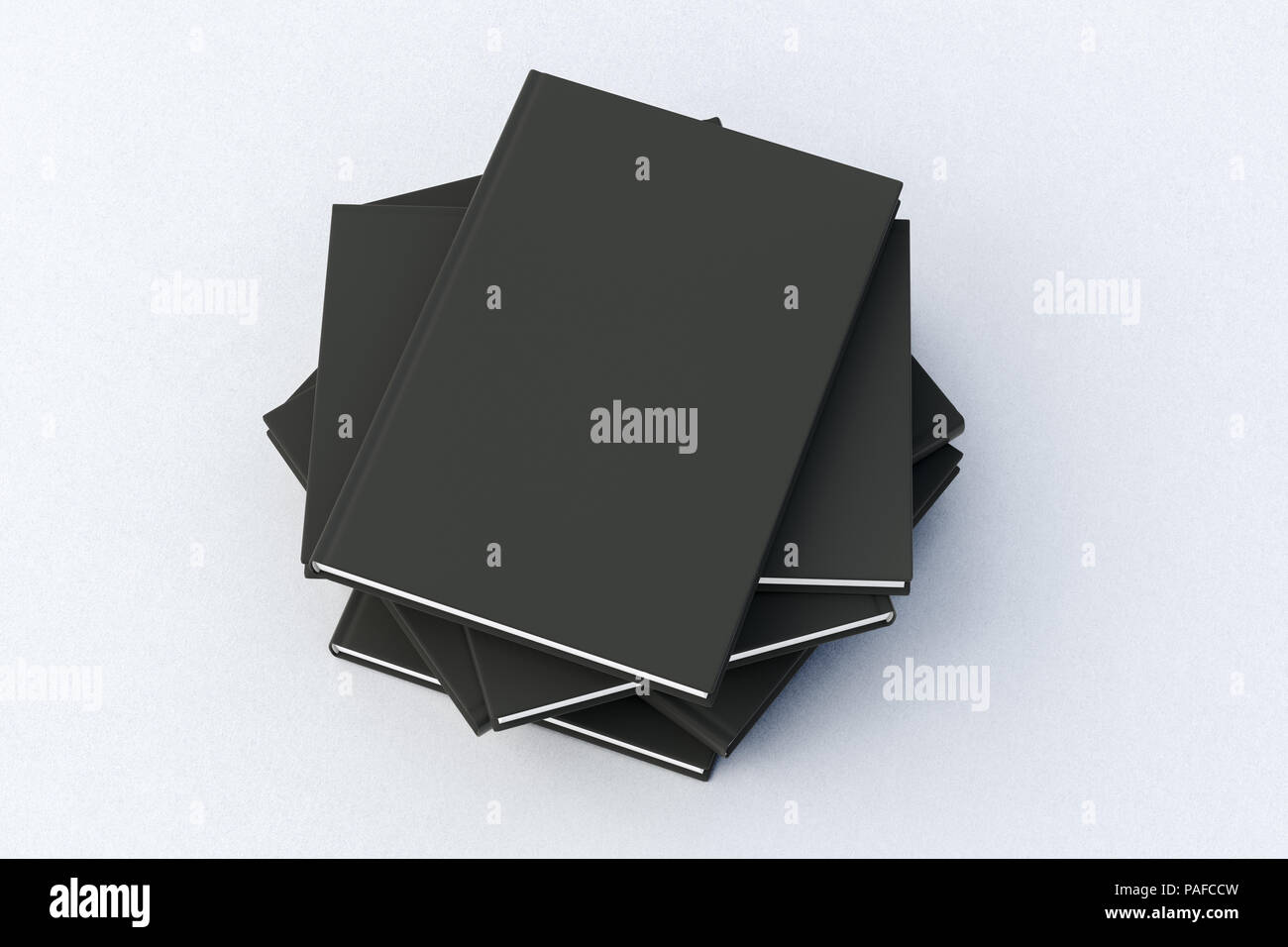Black vertical blank cover books stack mockup on white background with clipping path around ...
