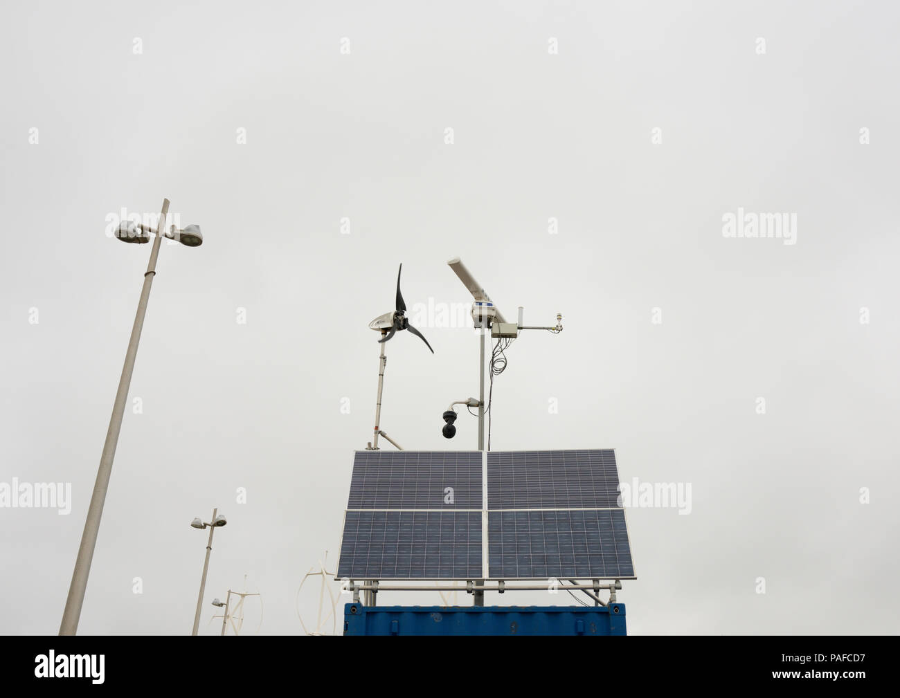 Temporary Coastal radar with solar array and small wind turbine, in ...