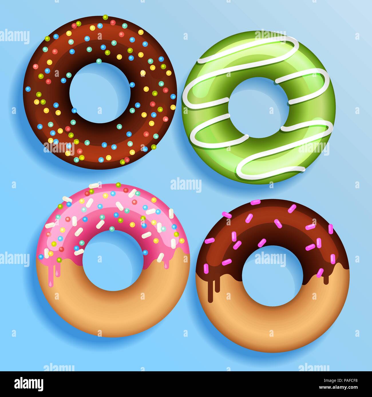 Set of 4 color donuts in modern flat style. Donut isolated for your ...