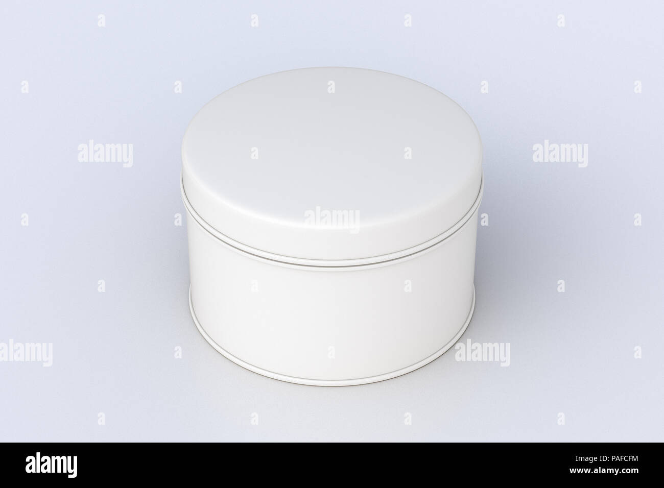 Blank closed white round tin container box on white background. Package ...