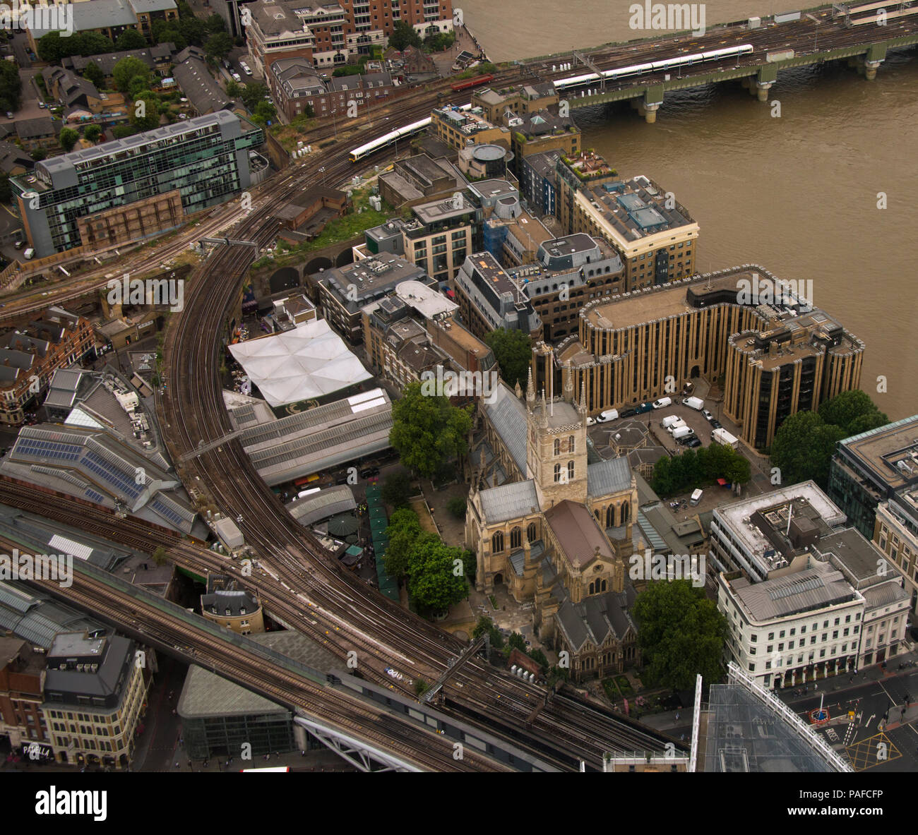 Views from 72 floor of the Sharde over Southwark Cathedral London Stock ...