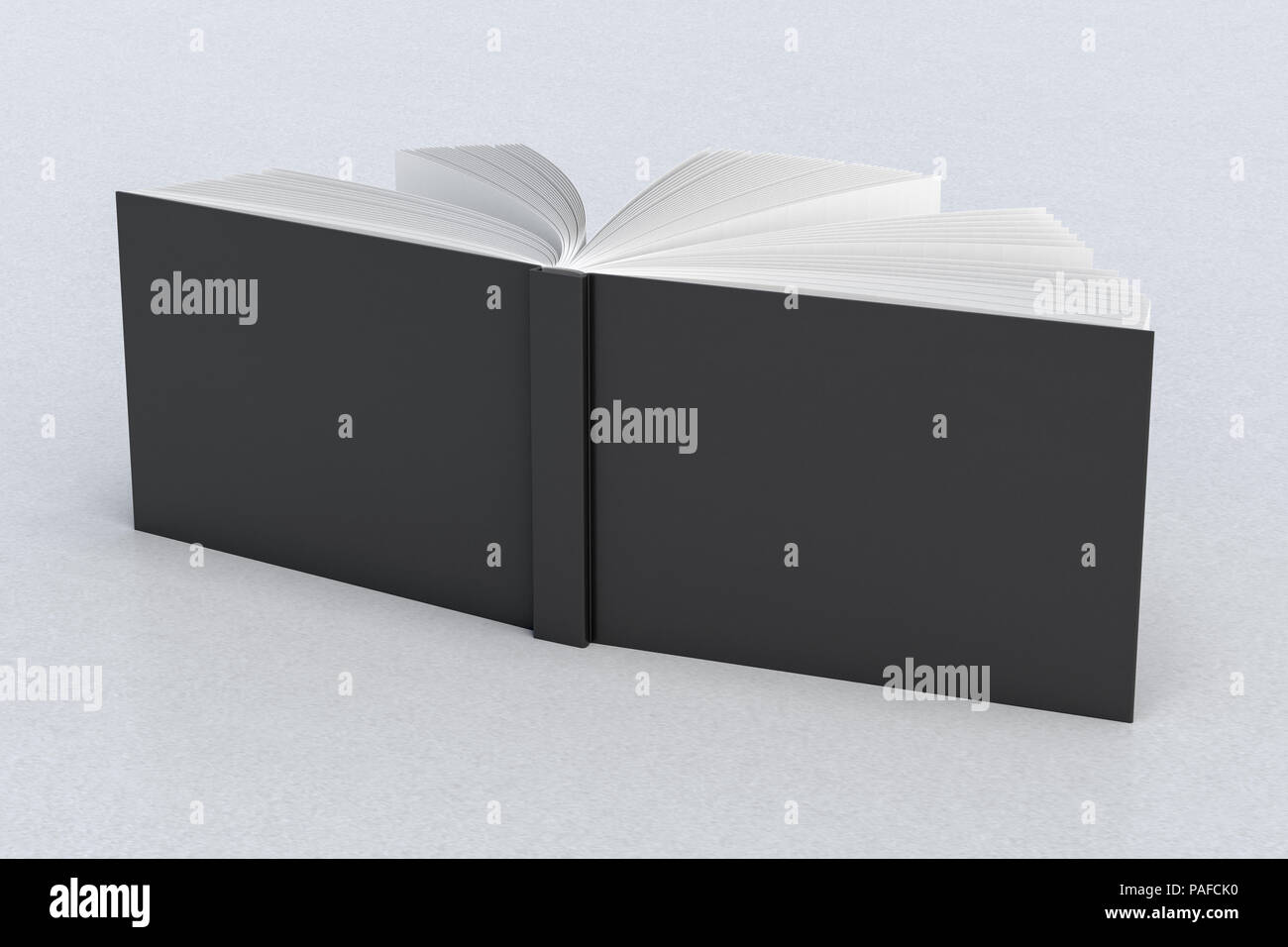 Black blank horizontal book cover standing isolated on white background ...