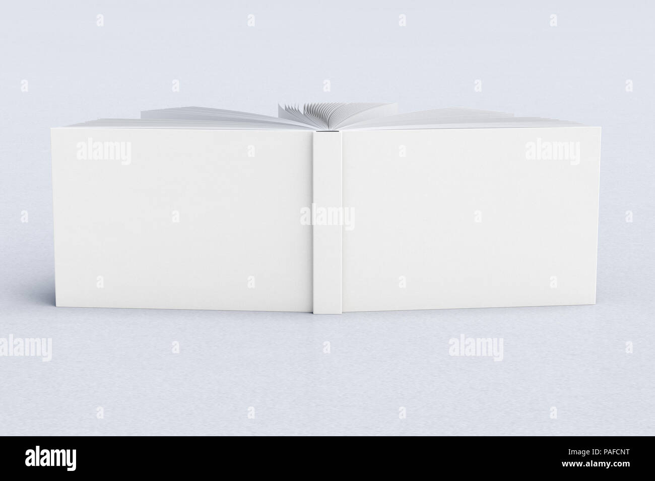 White blank horizontal book cover standing isolated on white background ...