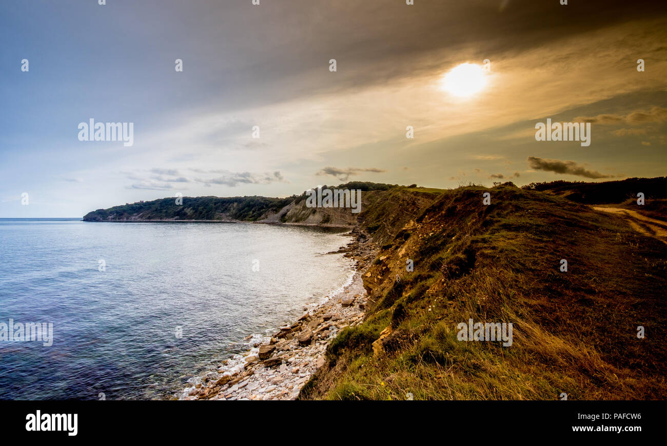 Jurassic coast landscape durlston bay swanage bay hi-res stock ...