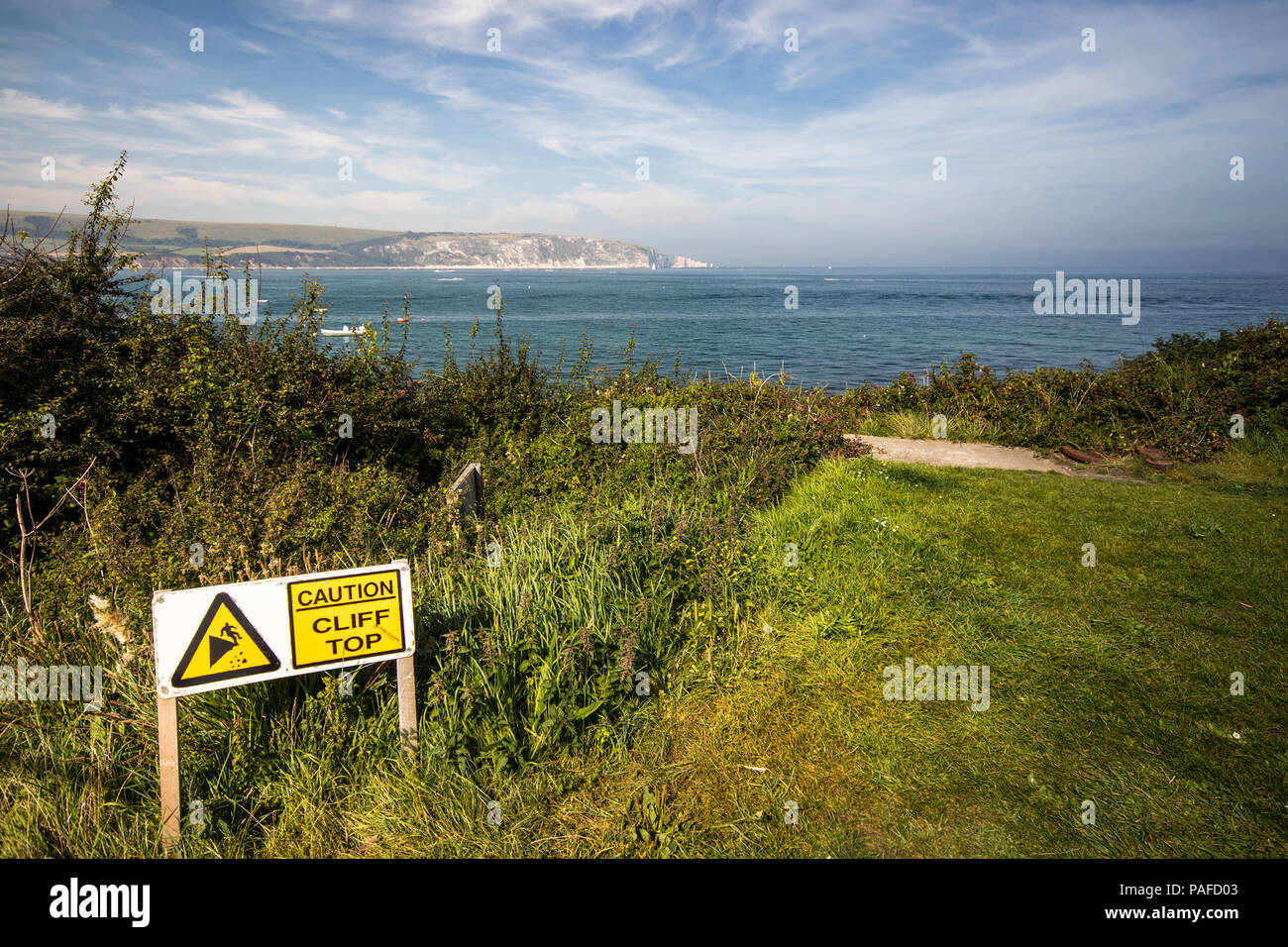 Cliff top view across Swanage Bay towards Harry's Rocks, Swanage ...