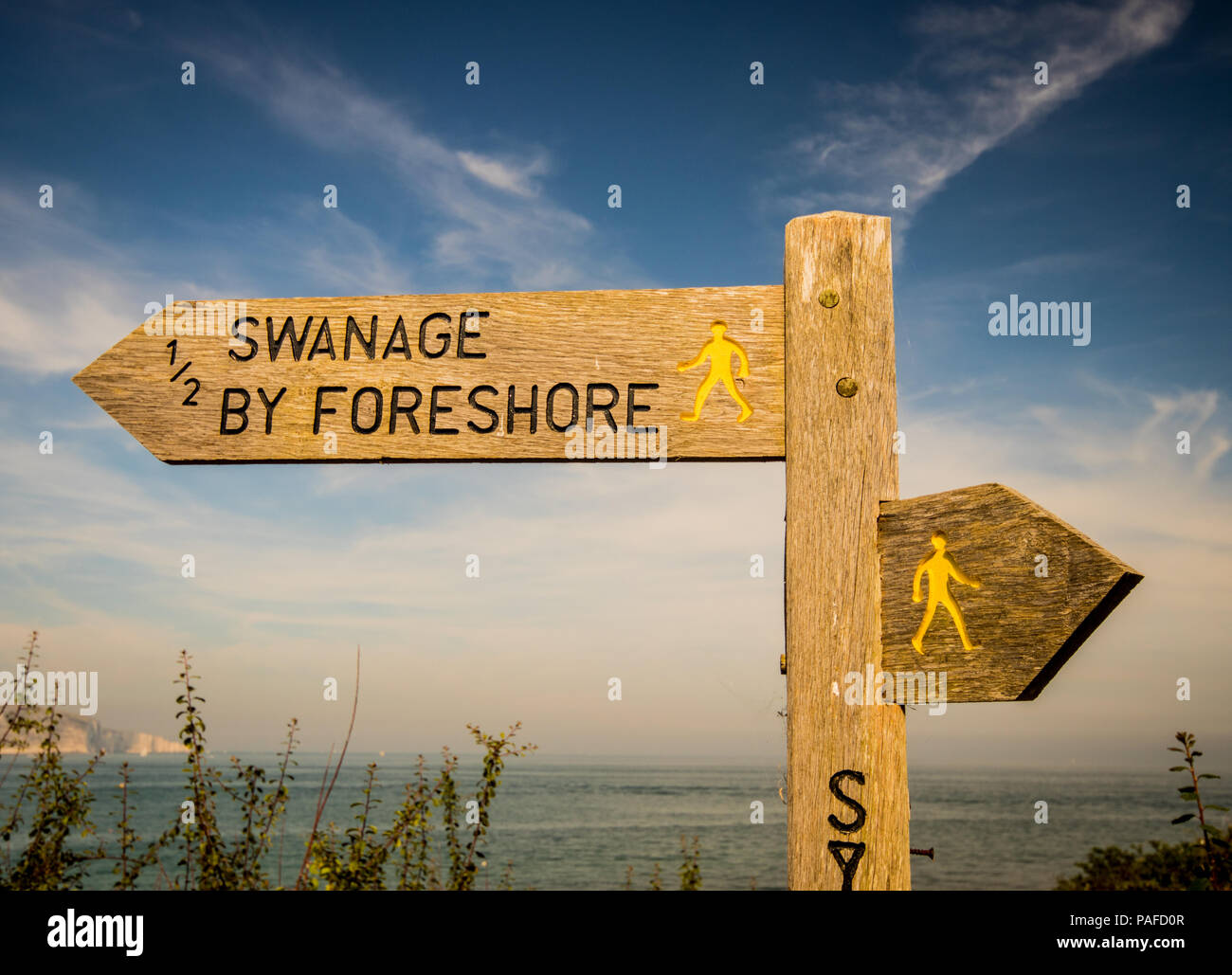 Way signs for walking in Swanage, Dorset, UK Stock Photo - Alamy
