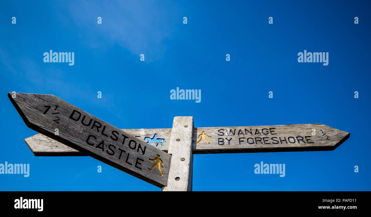 Way signs for walking in Swanage, Dorset, UK Stock Photo - Alamy