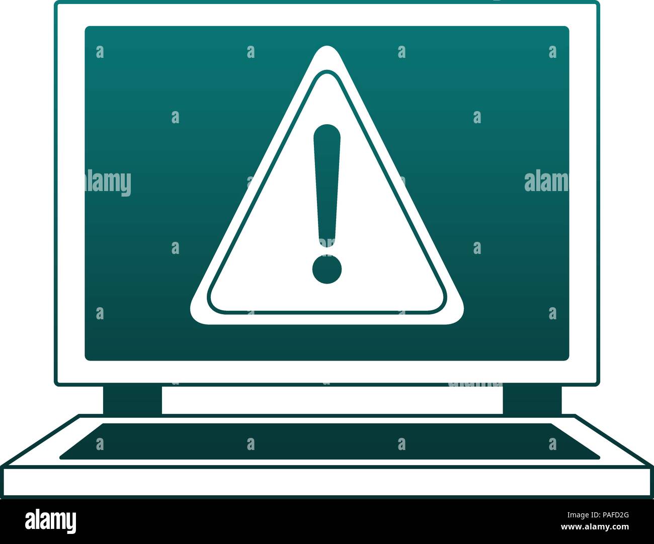 Computer with attention sign on screen vector illustration graphic ...