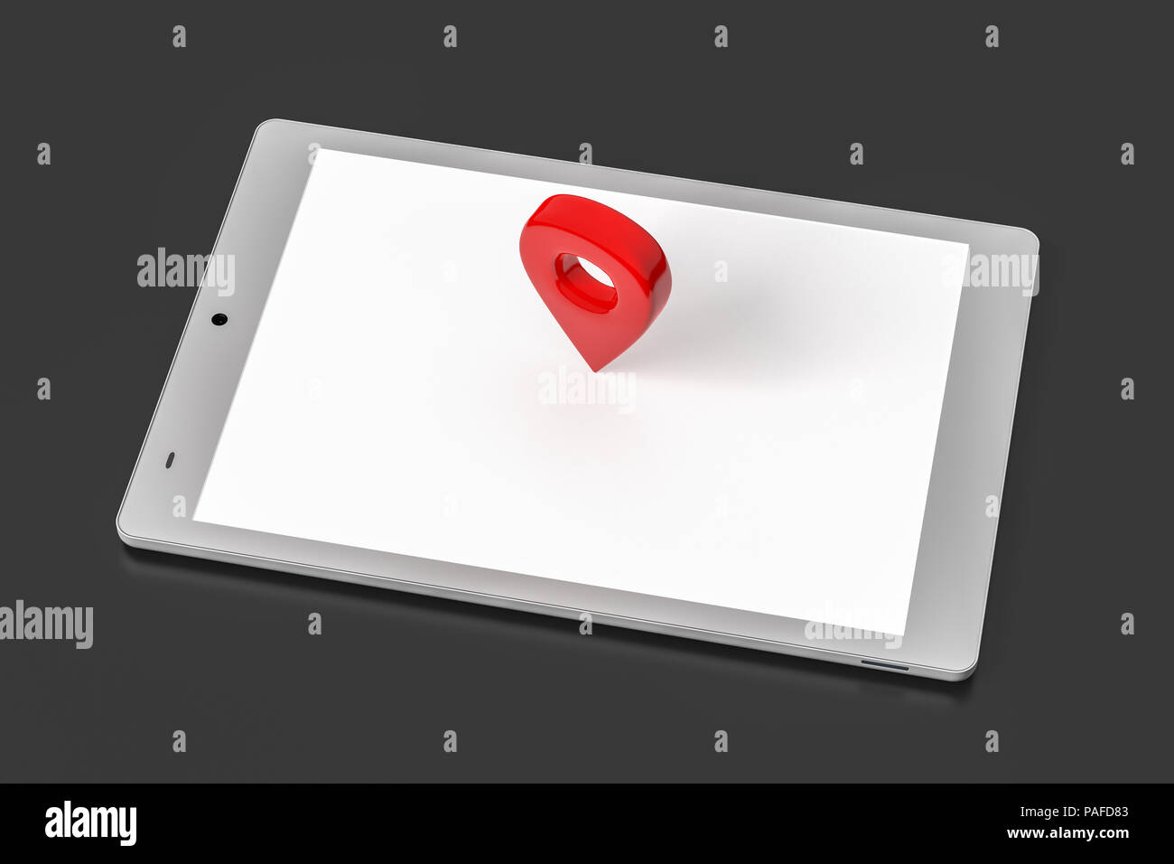 GPS pin location navigation geo tag on screen of tablet computer device ...