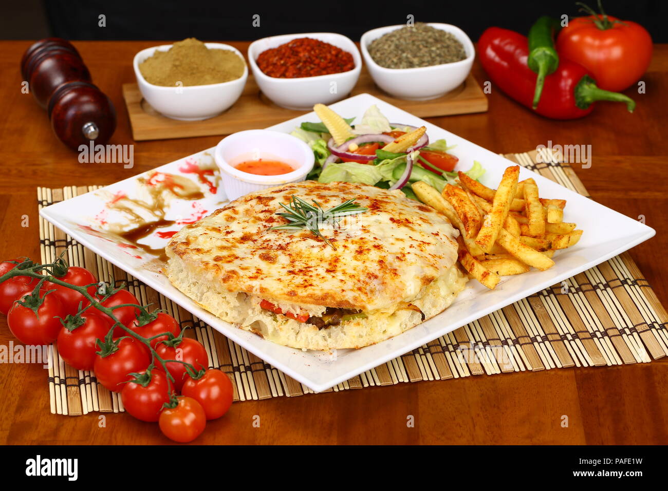 Turkish Bazlama Tost / Toast sandwich with french fries Stock Photo - Alamy