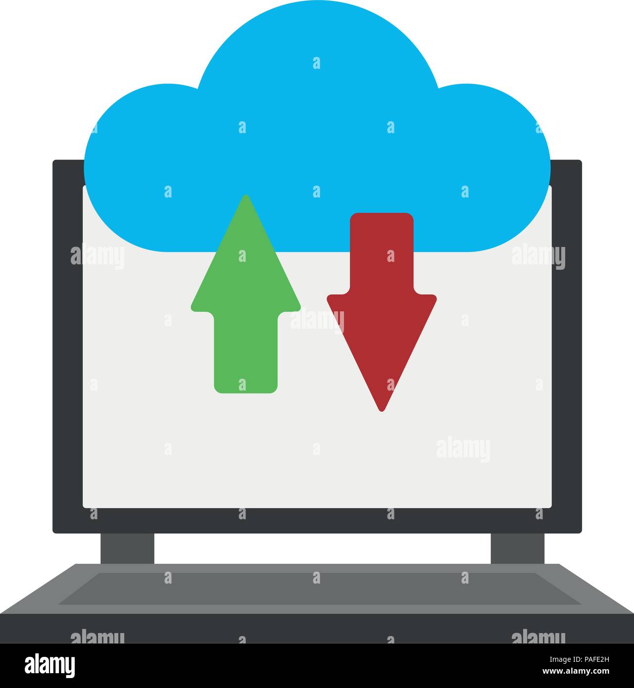 Laptop with cloud computing vector illustration graphic design Stock ...