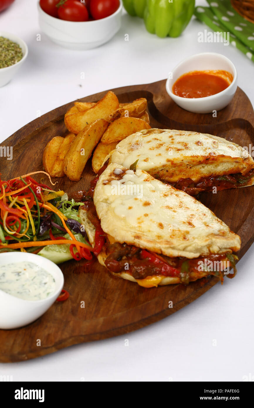 Turkish Bazlama Tost / Toast sandwich with french fries Stock Photo - Alamy