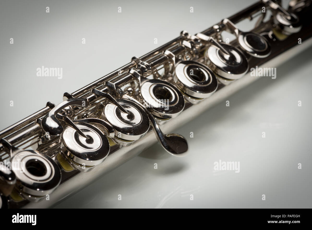 Closeup of the keys of a platinum plated silver flute Stock Photo - Alamy
