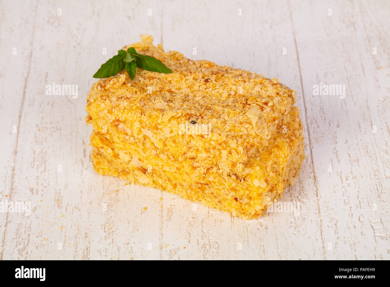 Layered tasty sweet Napoleon cake Stock Photo - Alamy