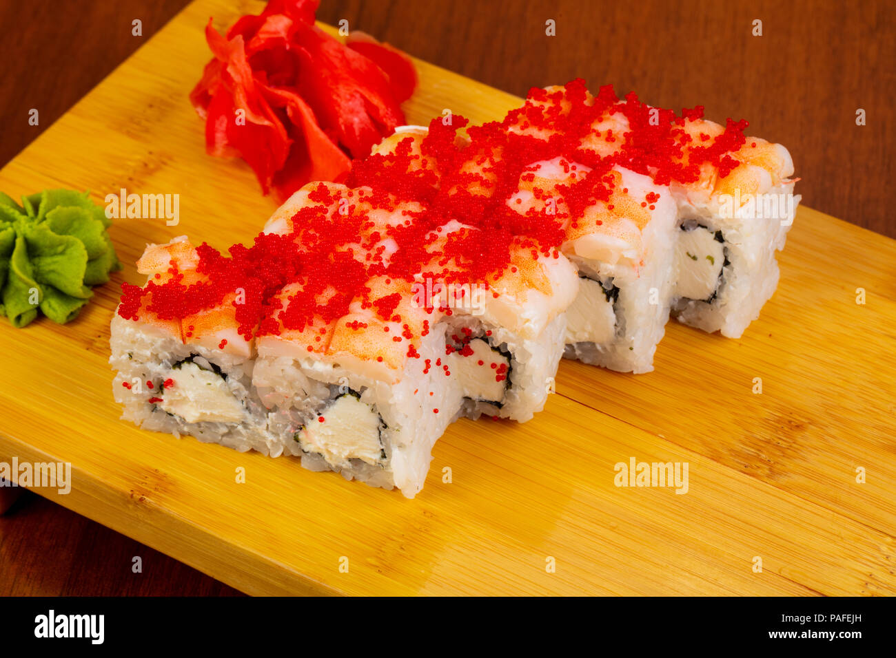 Roll with prawn and soft cheese Stock Photo - Alamy