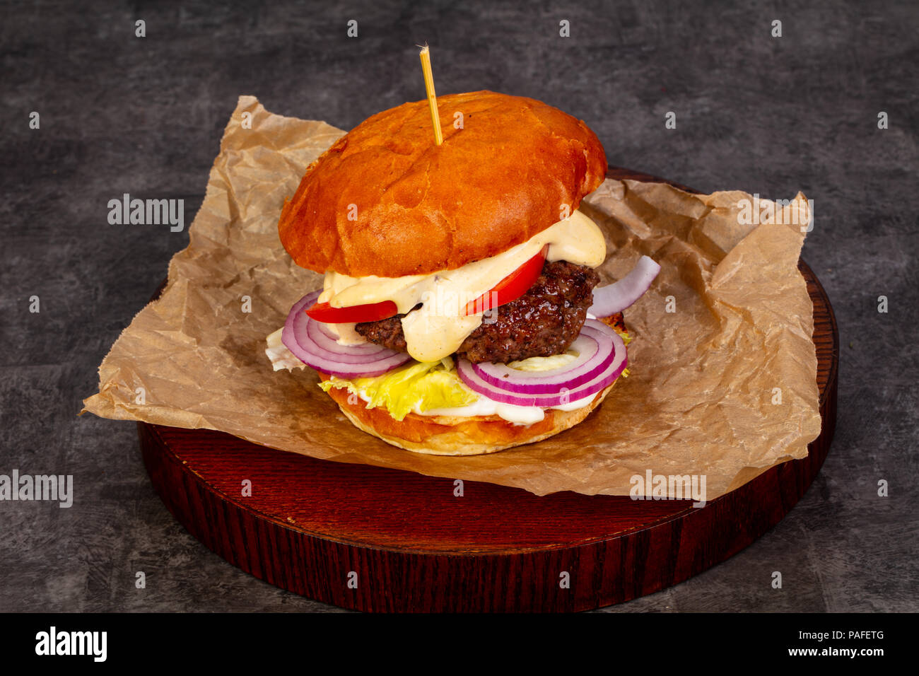Burger with meat and cheese Stock Photo - Alamy