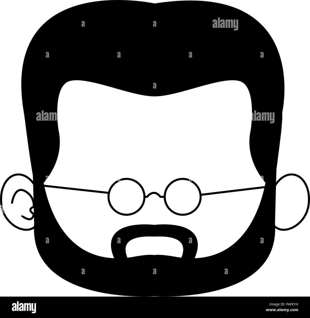 Cute midget man face with beard and glasses vector illustration graphic ...
