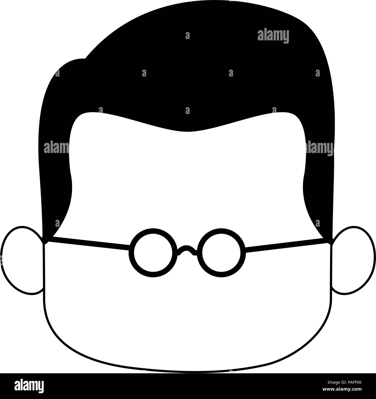 Cute midget man face with glasses cartoon vector illustration graphic ...