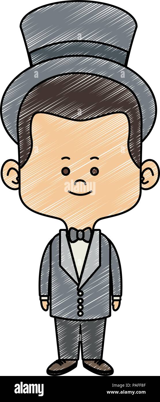 Groom midget with vintage hat cartoon vector illustration graphic ...