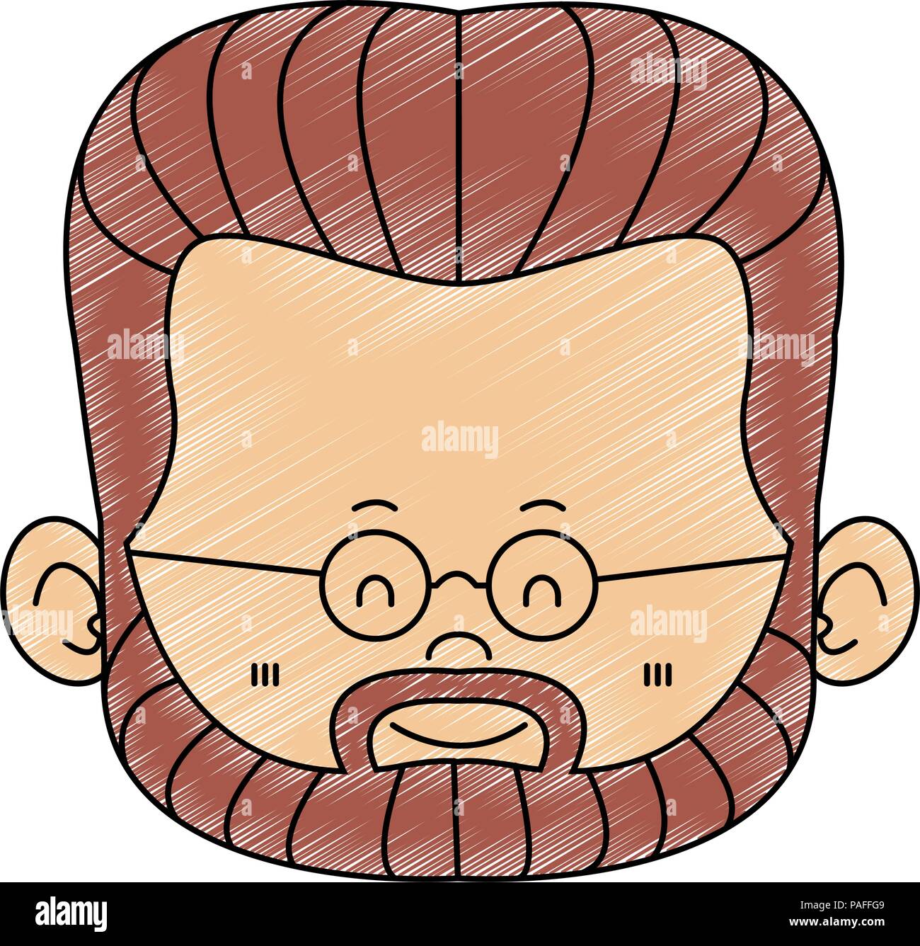 Cute midget man face with beard and glasses vector illustration graphic ...