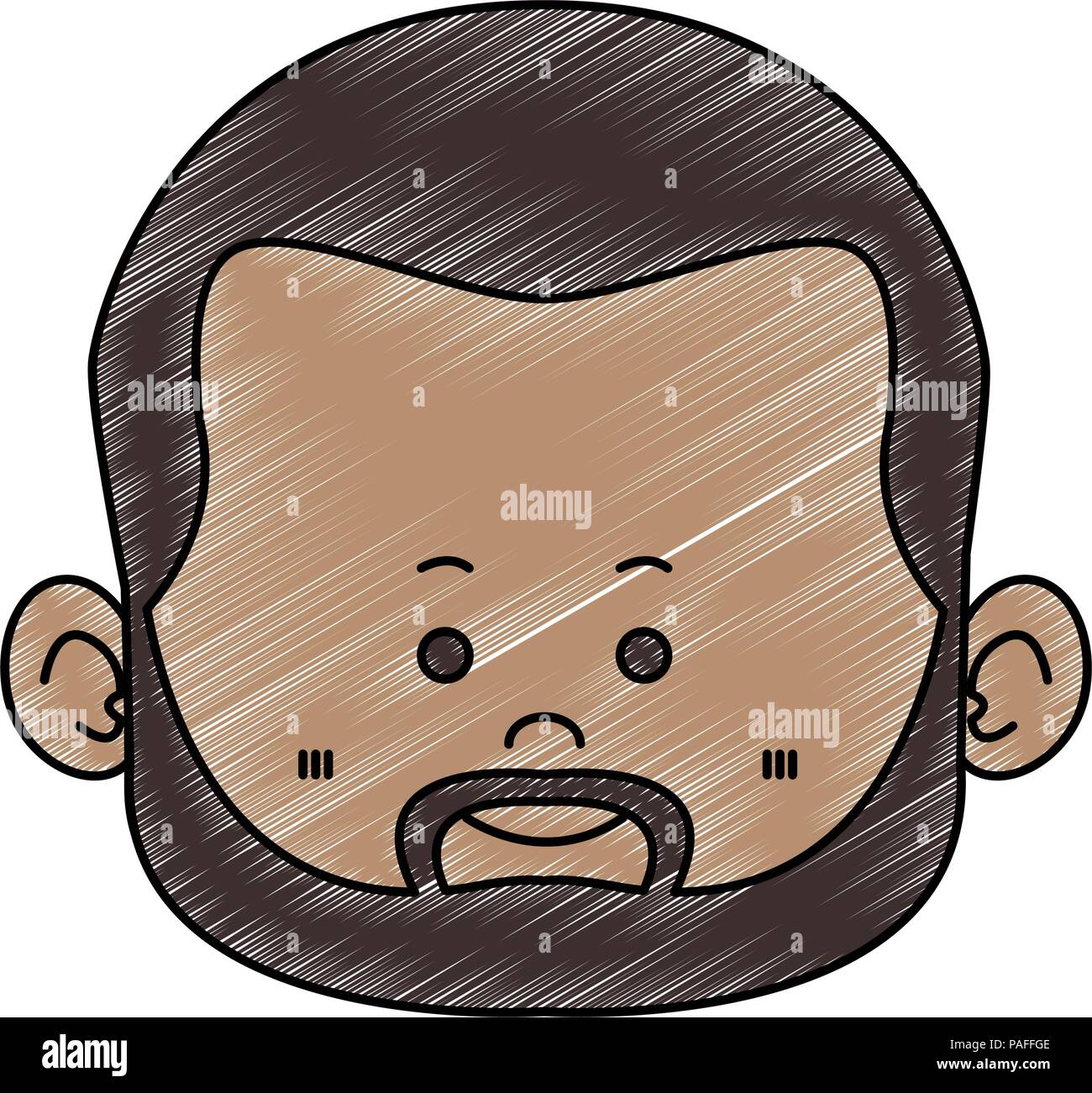 Cute midget afro man face with beard vector illustration graphic design ...