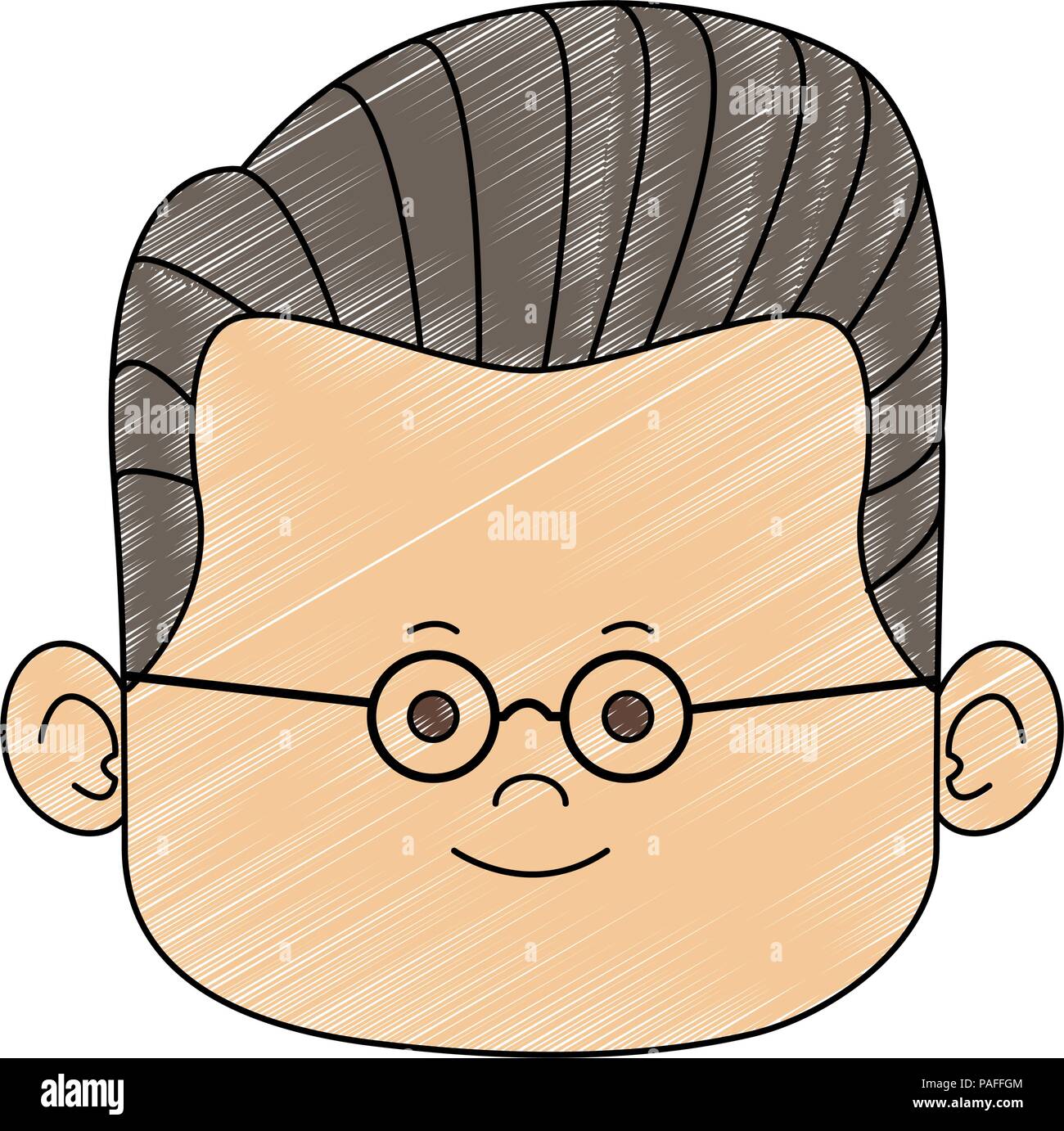 Cute midget man face with glasses cartoon vector illustration graphic ...