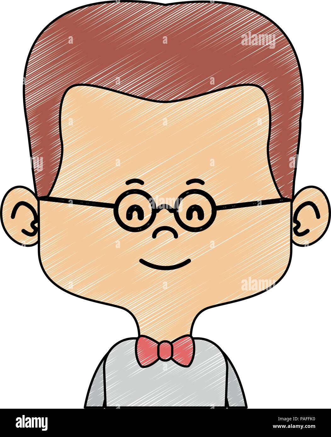 Cute midget man with bowtie and glasses profile vector illustration ...