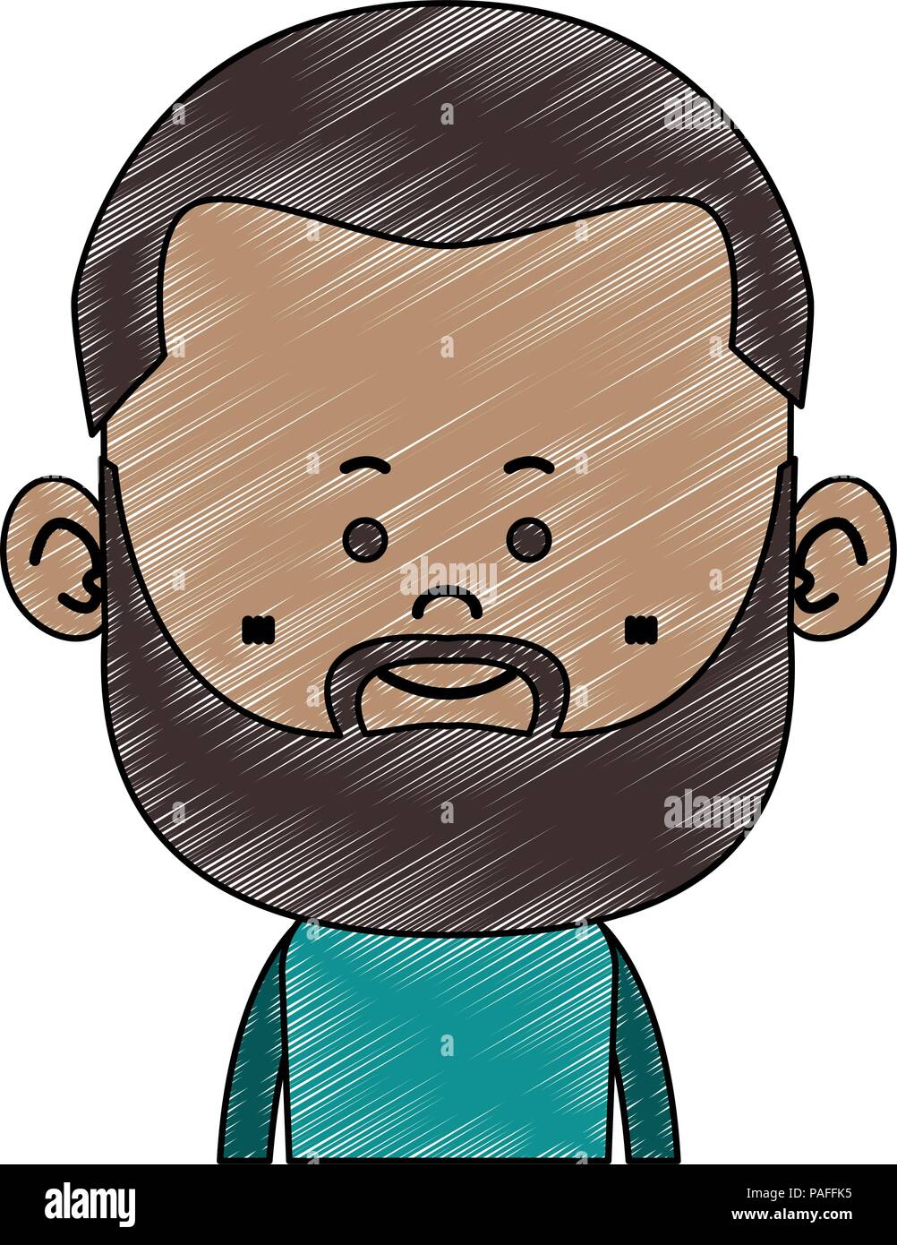 Cute midget black man with beard profile vector illustration graphic ...