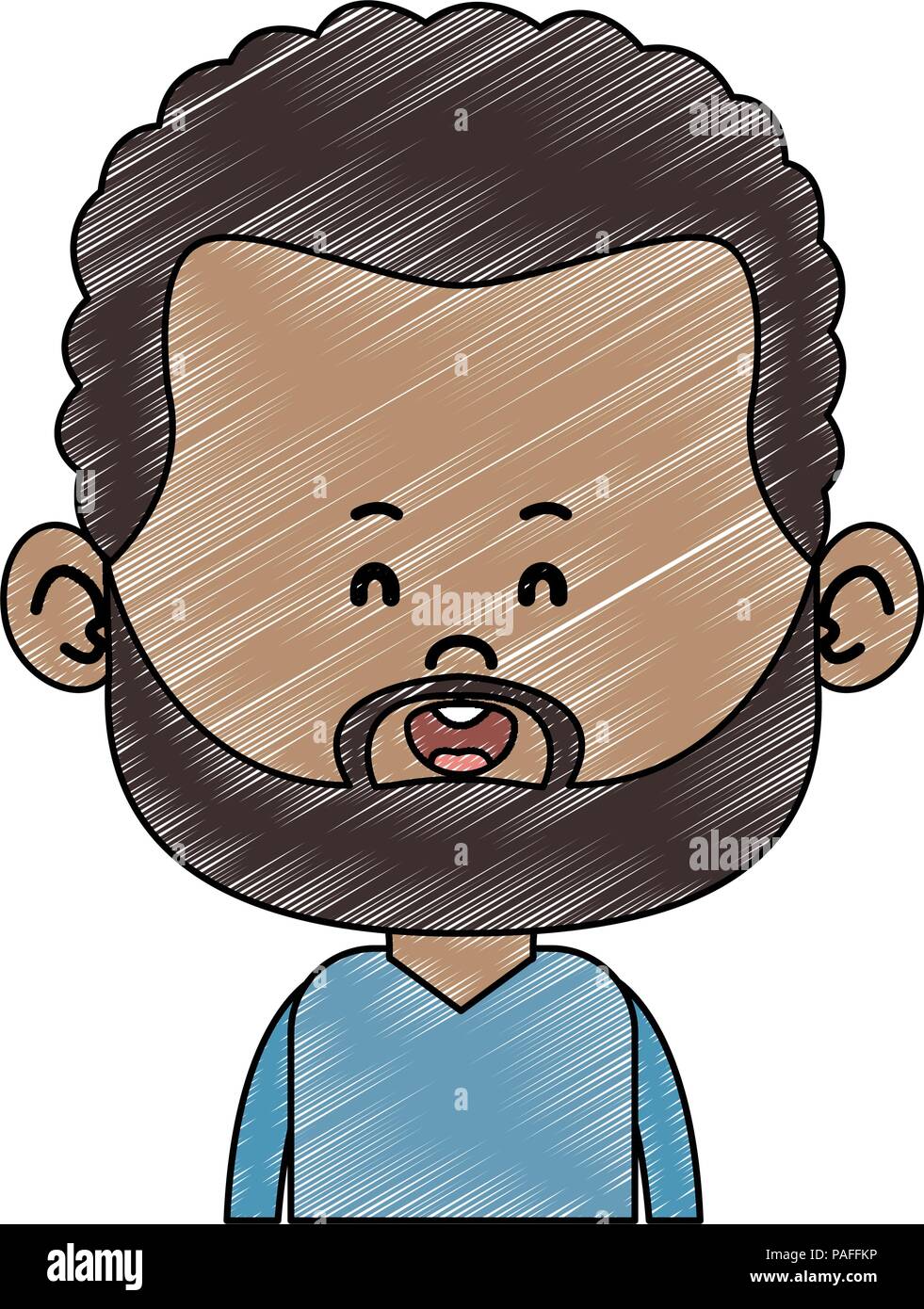 Cute midget black man with beard profile vector illustration graphic ...