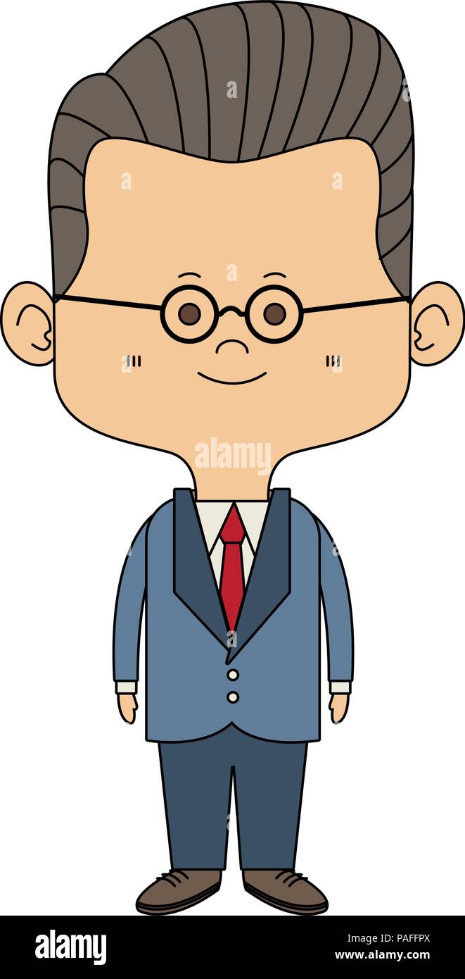 Midget businessman with glasses cartoon vector illustration graphic ...