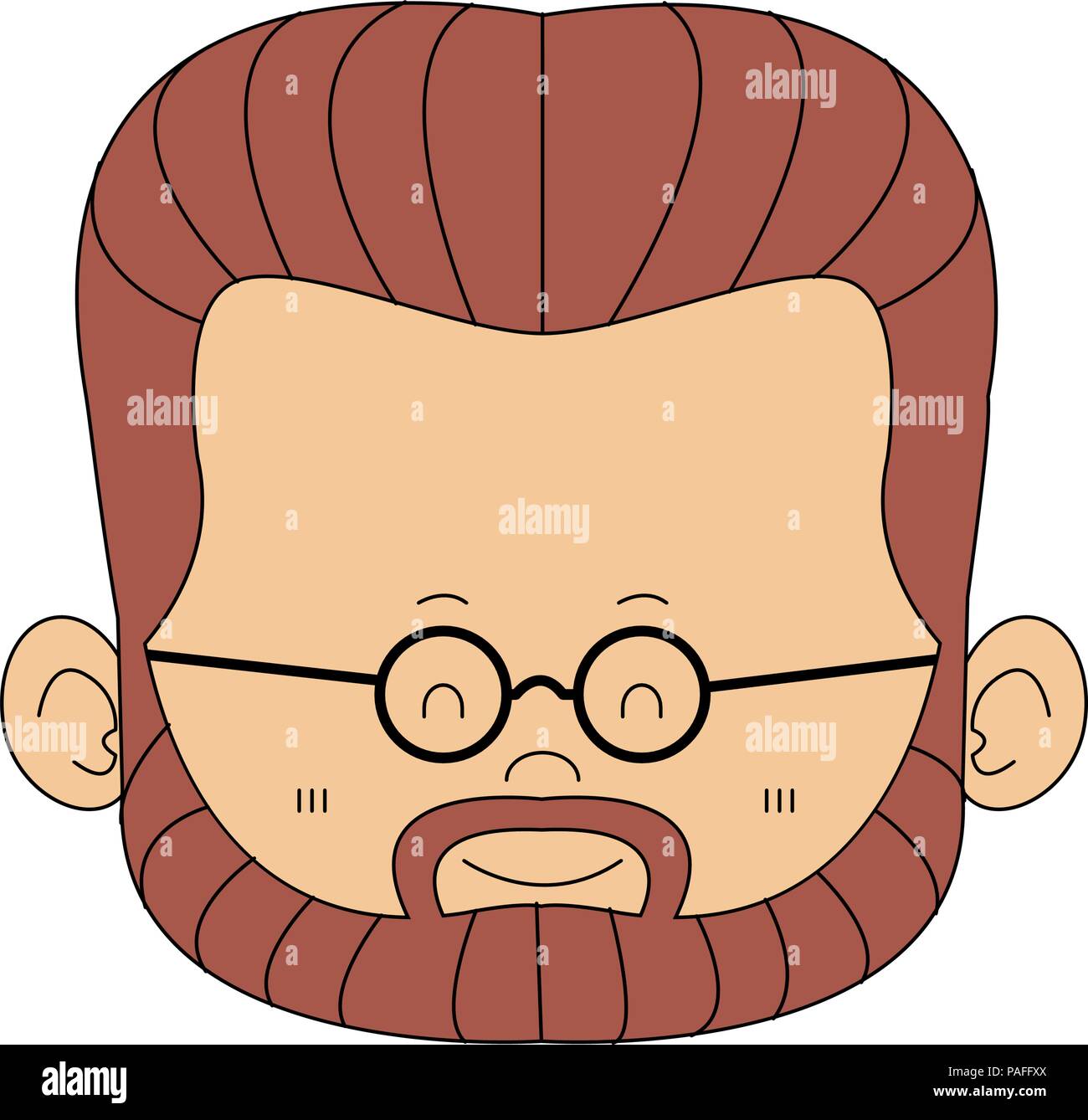 Cute midget man face with beard and glasses vector illustration graphic ...