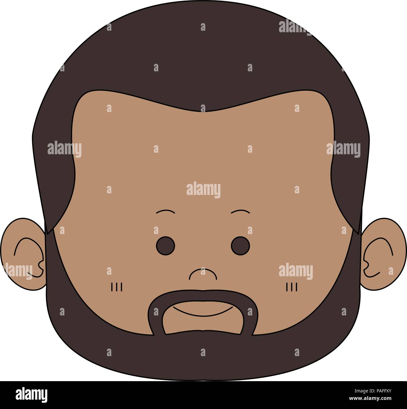 Cute Midget Afro Man Face With Beard Vector Illustration Graphic Design