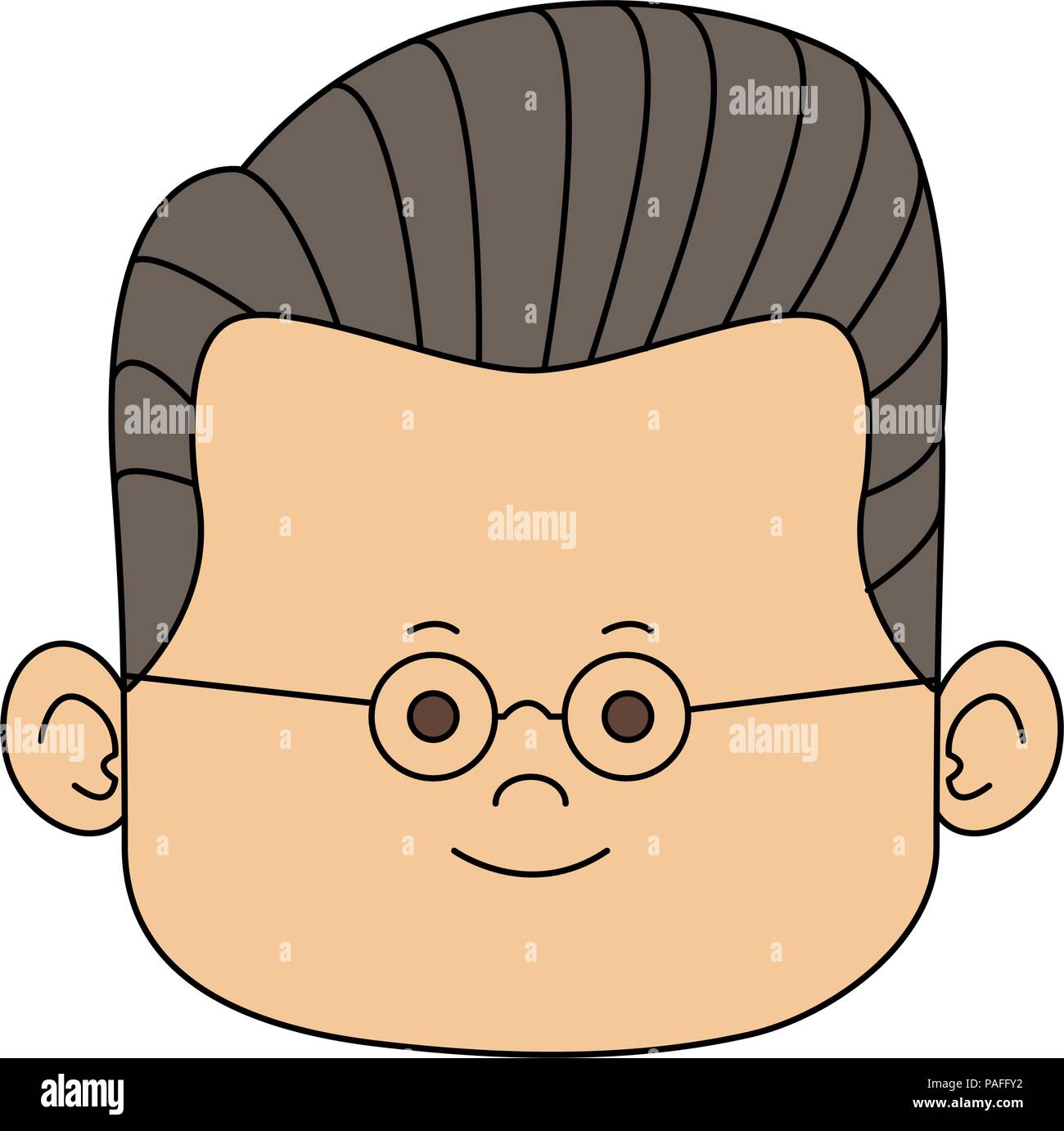 Cute midget man face with glasses cartoon vector illustration graphic ...