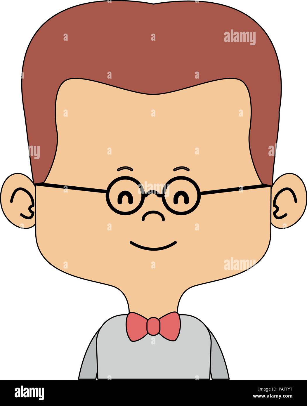 Cute midget man with bowtie and glasses profile vector illustration ...