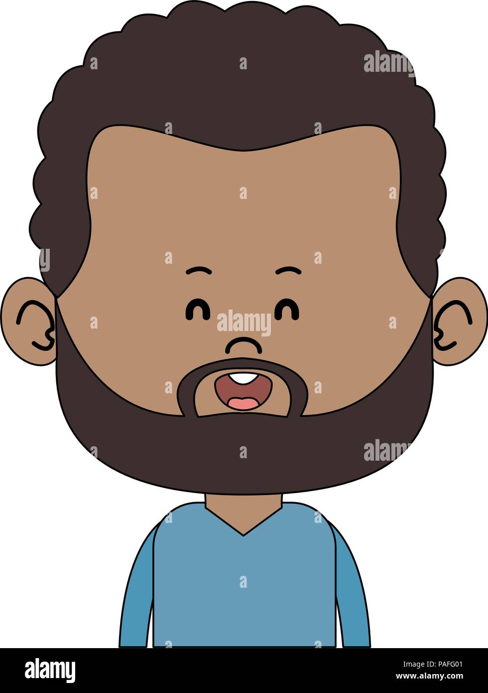 Cute midget black man with beard profile vector illustration graphic ...