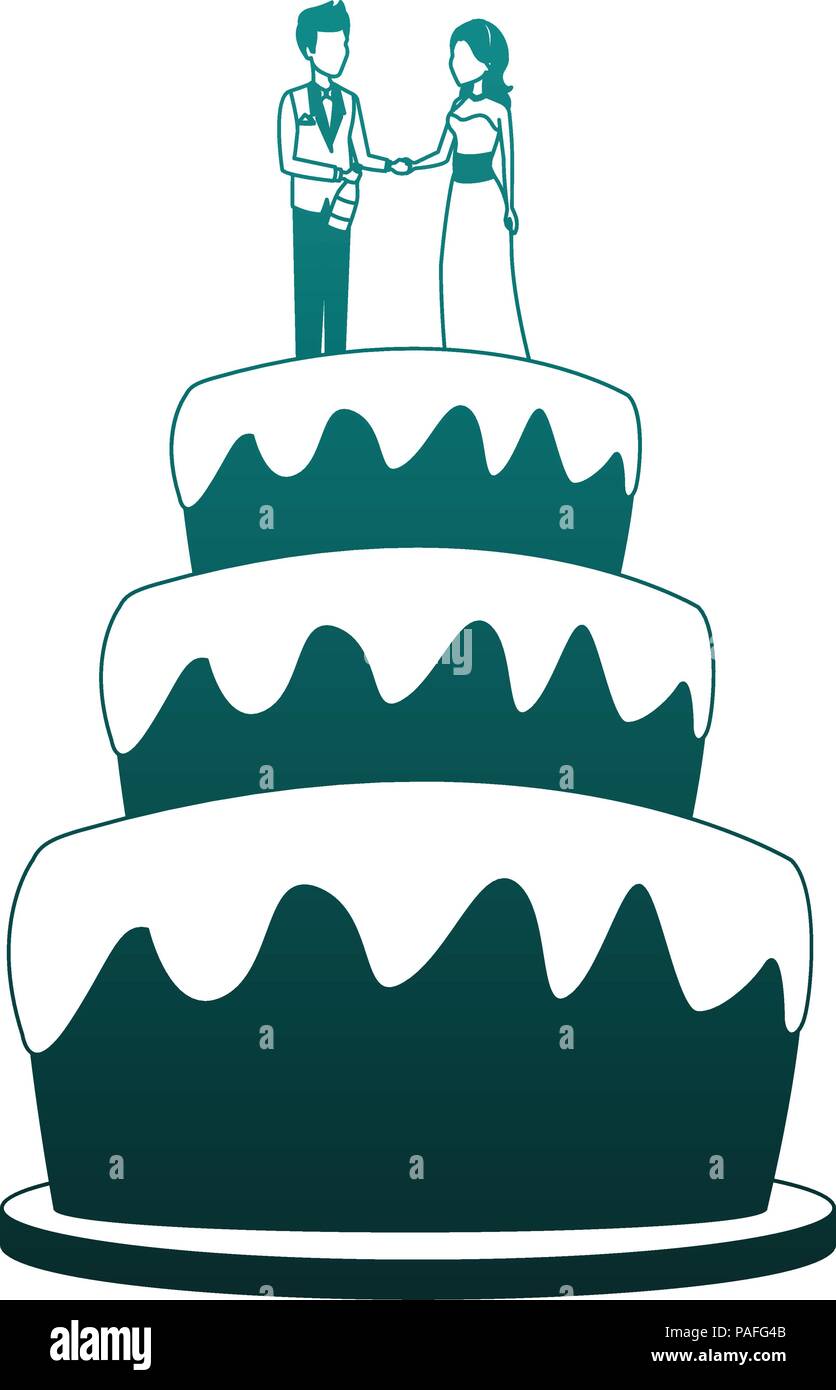 Wedding cake on table cartoon vector illustration graphic design Stock ...