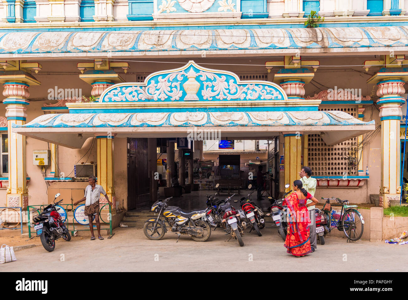 PUTTAPARTHI, ANDHRA PRADESH, INDIA - JULY 9, 2017: View of the police ...